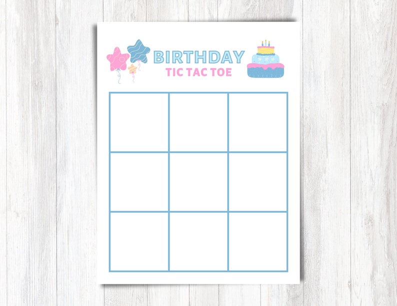 Blue Birthday Tic Tac Toe Game: Printable Party Activity (PDF) - Etsy