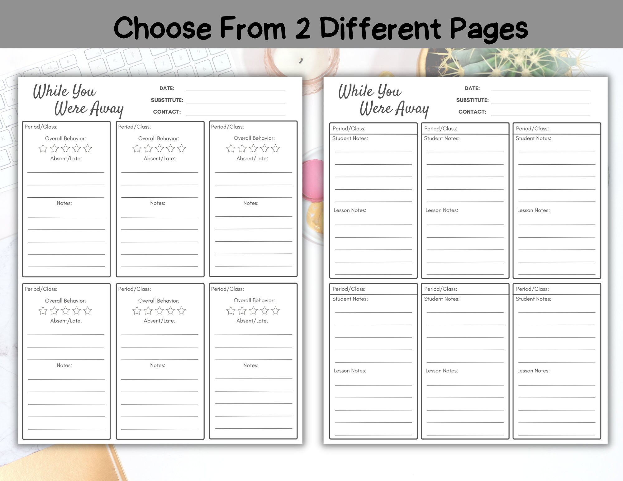 Middle/high School Substitute Teacher Notes: End of Day Report (PDF) - Etsy