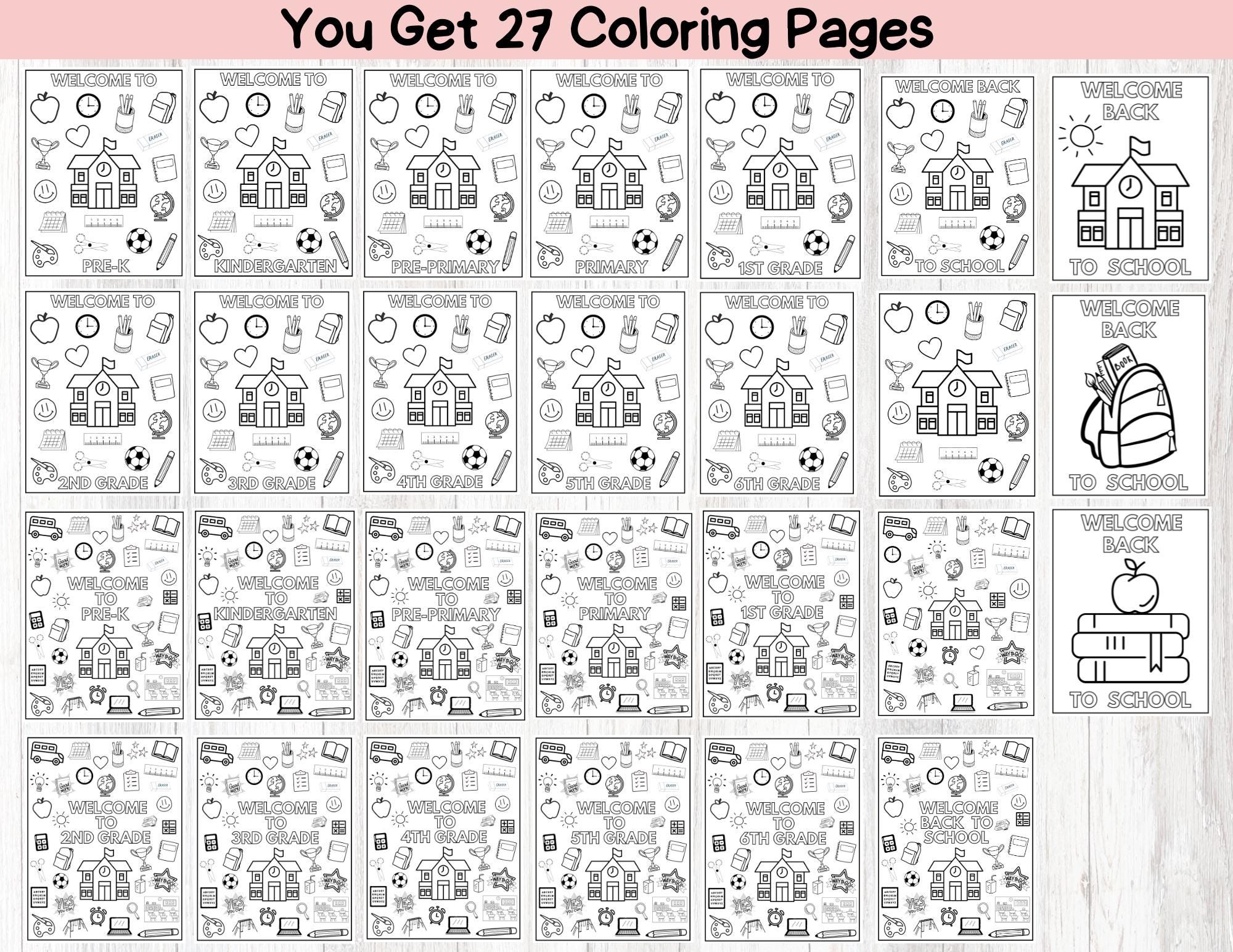 Welcome Back to School Coloring Pages for Kidspre-k to Sixth Grade ...