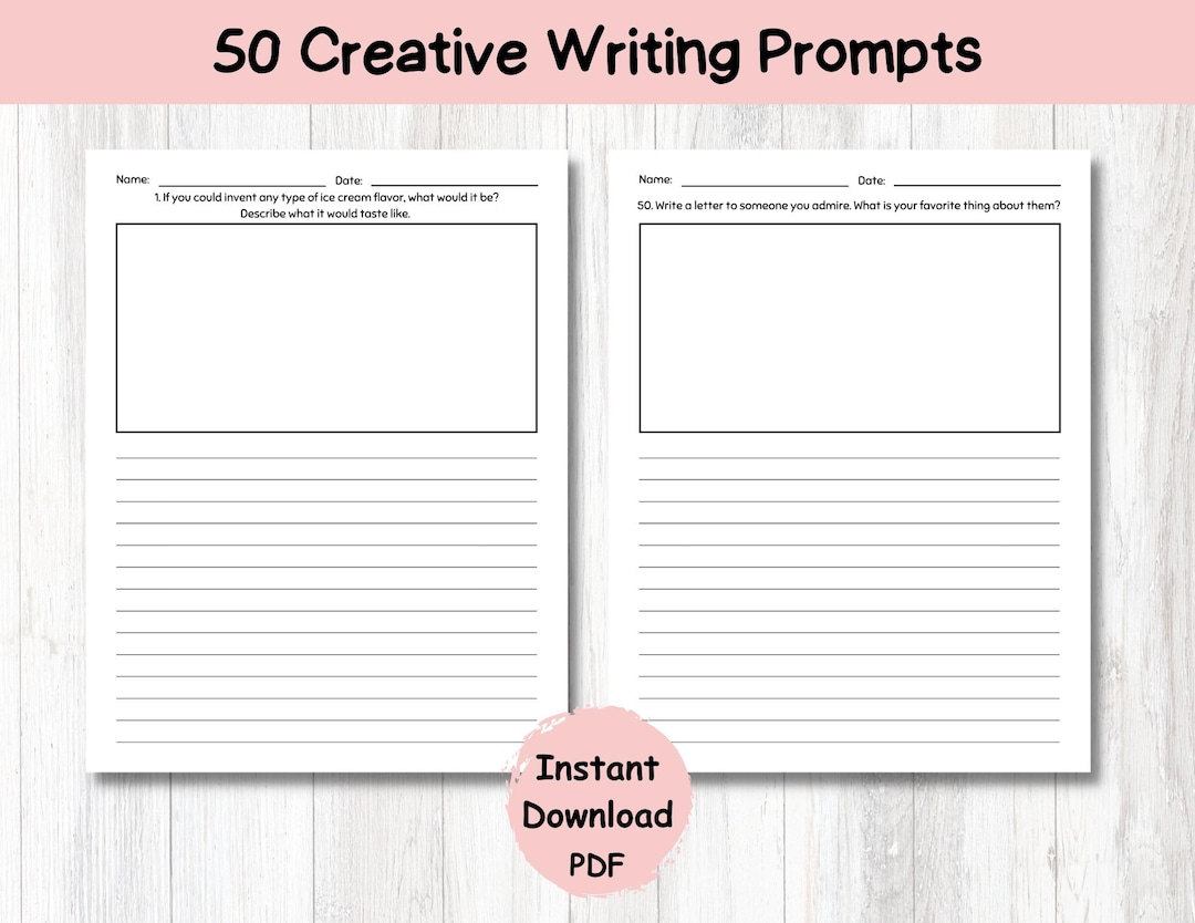 50 Creative Writing Prompts for Kids: Printable Story Journal (PDF) - Etsy