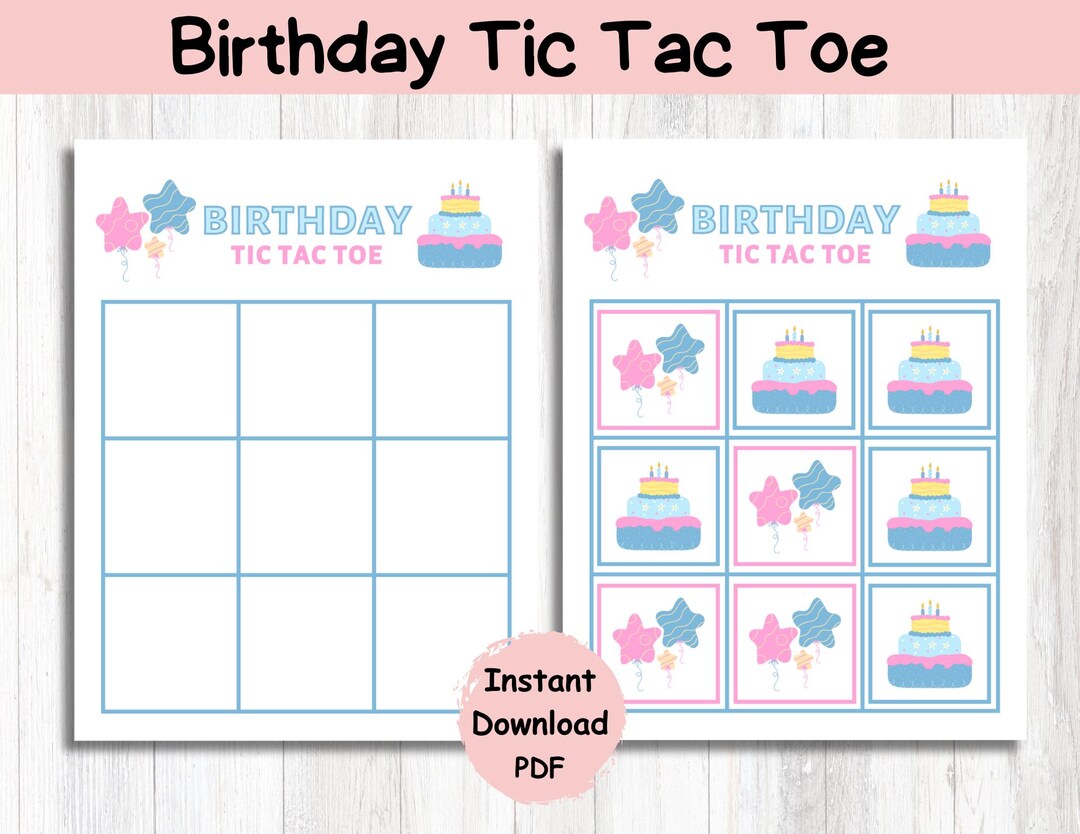 Blue Birthday Tic Tac Toe Game for Kidsfun Classroom Birthday Party ...