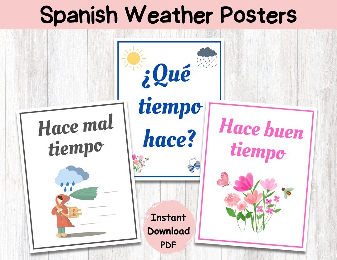 Spanish Weather Vocabulary Poster Set: Spanish Classroom Decor (PDF ...