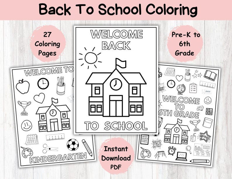 Welcome Back to School Coloring Pages for Kidspre-k to Sixth Grade ...