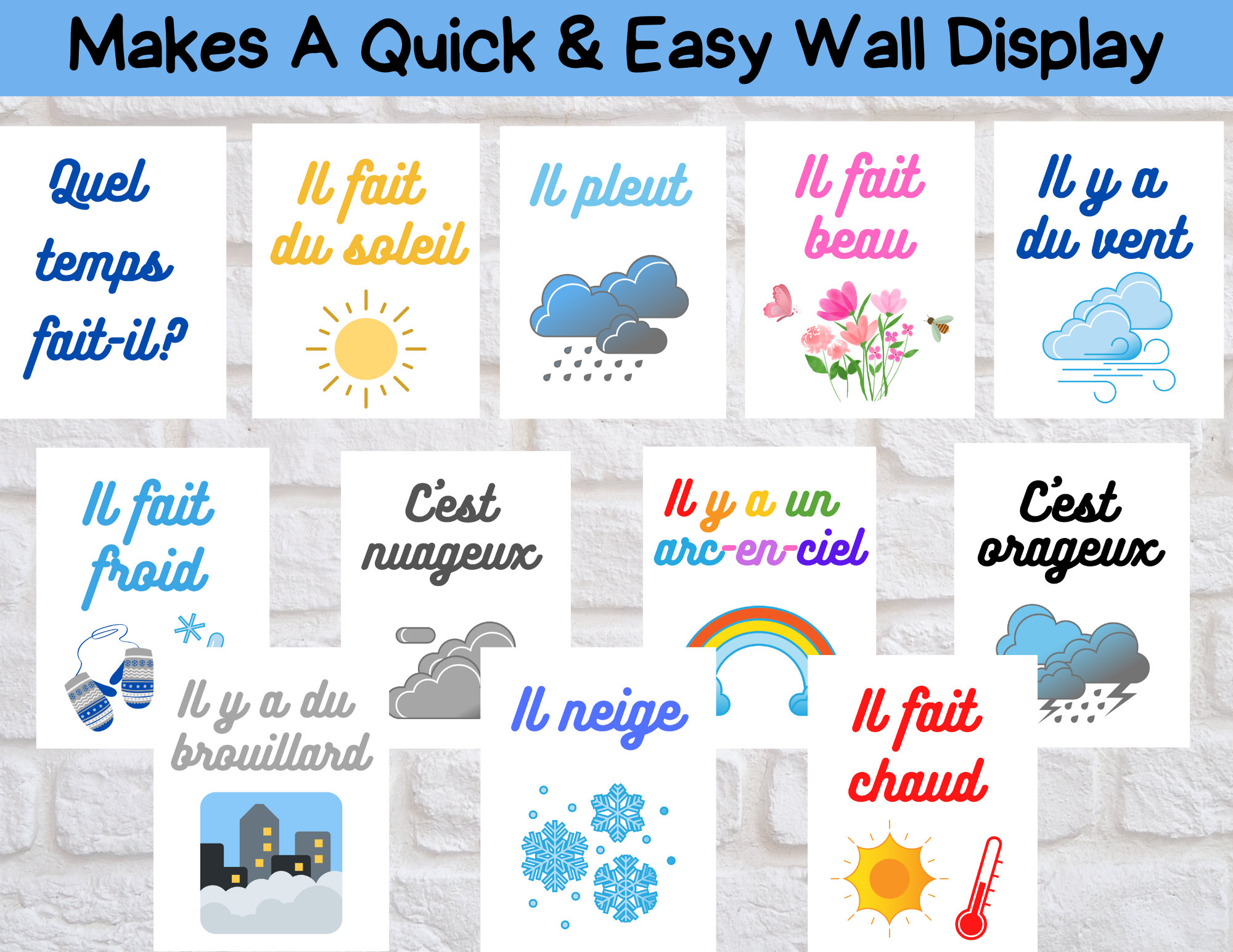 French Weather Posters for the Classroomfrench Classroom - Etsy Australia
