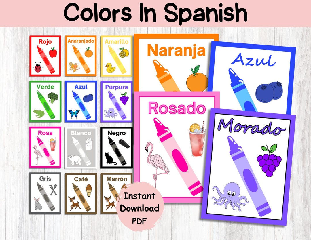Crayon Color Posters Spanish Print Cursive|spanish Classroom Posters ...