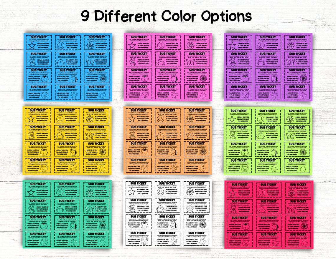 Substitute Teacher Reward Ticketsubstitute Teacher Resourcestudent ...