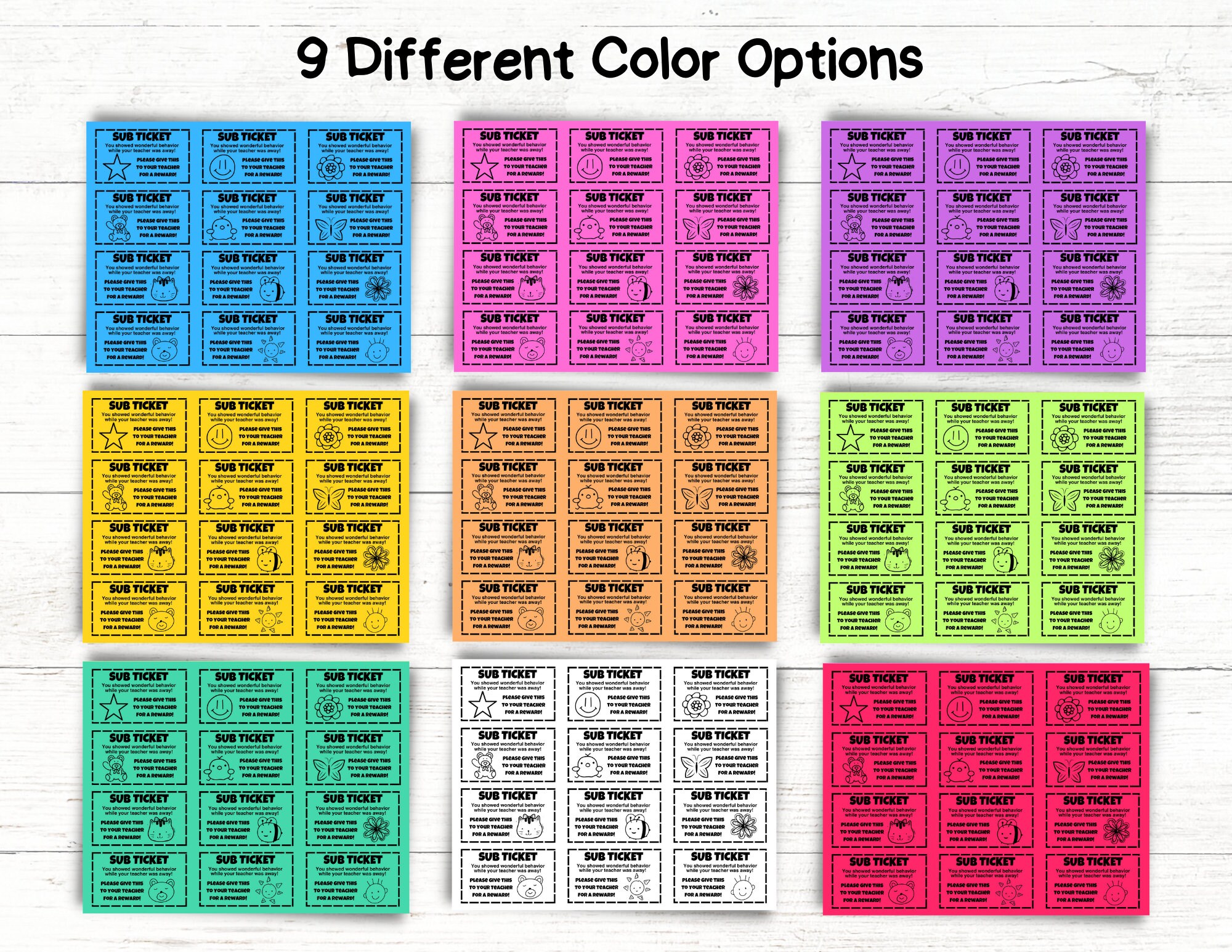 Substitute Teacher Reward Ticketsubstitute Teacher Resourcestudent ...