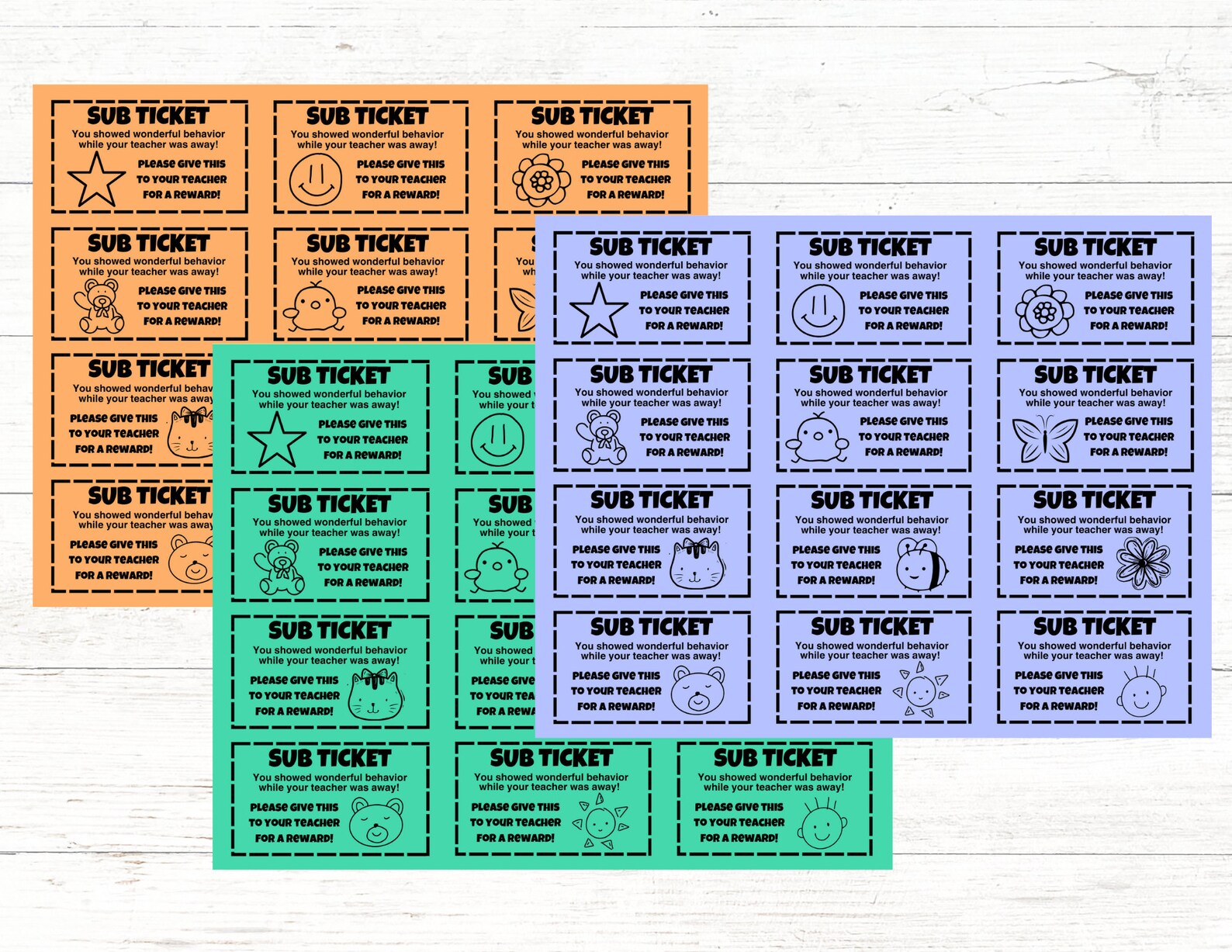 Substitute Teacher Reward Ticketsubstitute Teacher Resourcestudent ...
