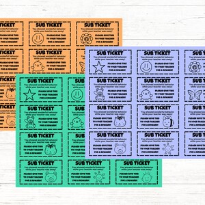Substitute Teacher Reward Ticketsubstitute Teacher Resourcestudent ...