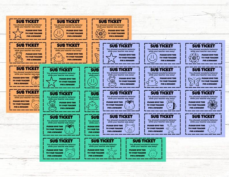 Substitute Teacher Reward Ticketsubstitute Teacher Resourcestudent ...