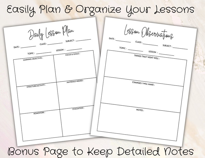 Daily Lesson Plan Printableteacher Lesson Planlesson Plan - Etsy