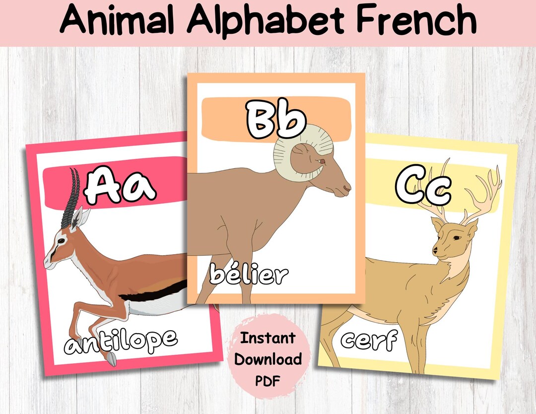 French Animal Alphabet Posters|core French Immersion Classroom Decor ...