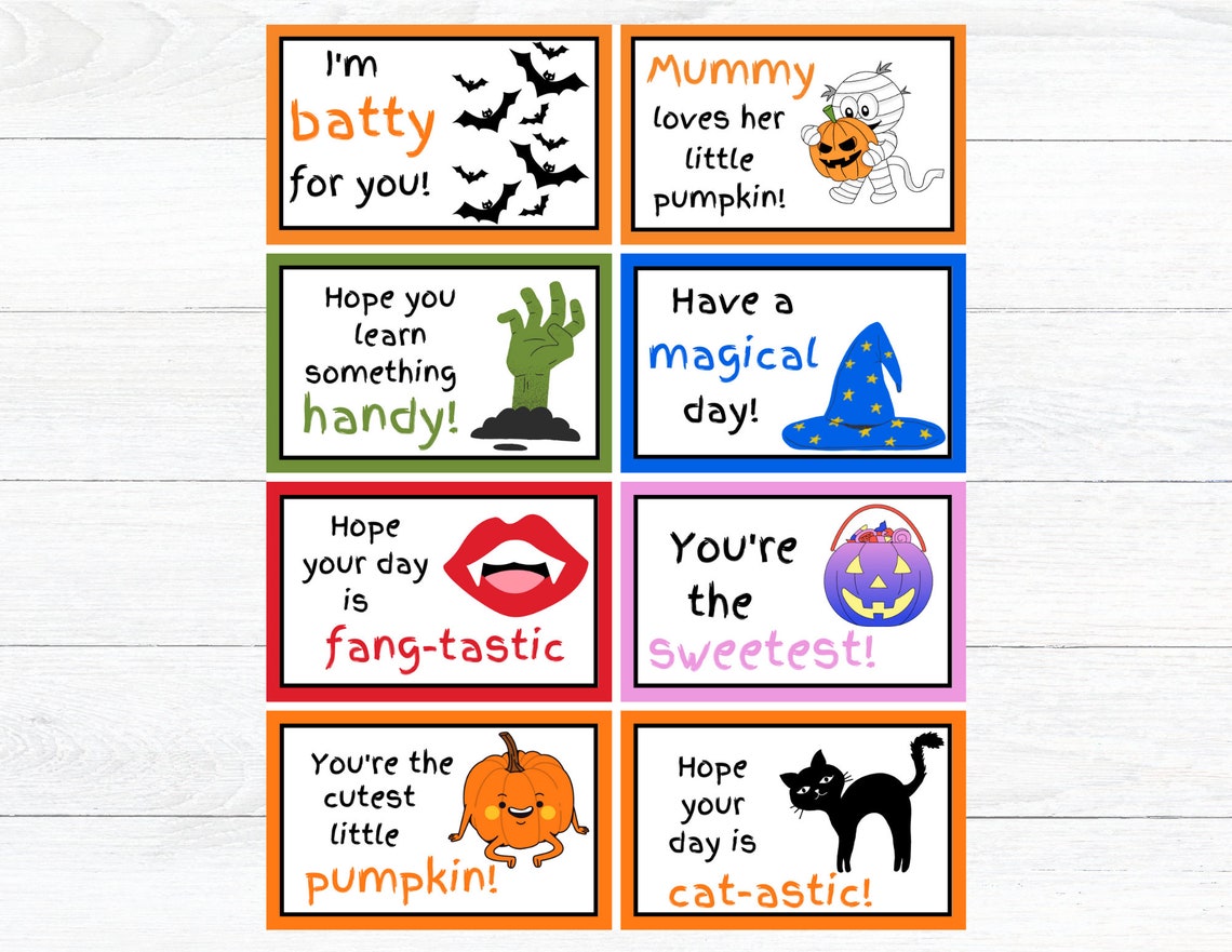 Halloween Lunch Box Notes for Kidshalloween Themed Printable Lunchbox ...