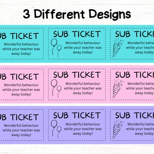 Substitute Teacher Reward Tickets: Classroom Behavior Management (PDF ...