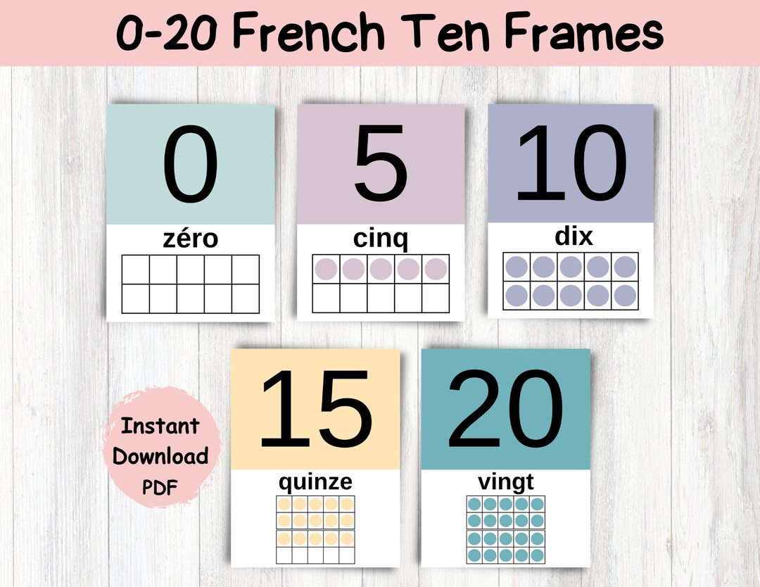French Classroom Ten Frames Numbers 0-20 Math Posters|french Immersion ...
