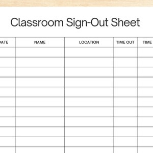 Elementary Middle High School Classroom Sign Out - Etsy
