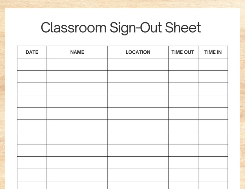 Elementary Middle High School Classroom Sign Out - Etsy