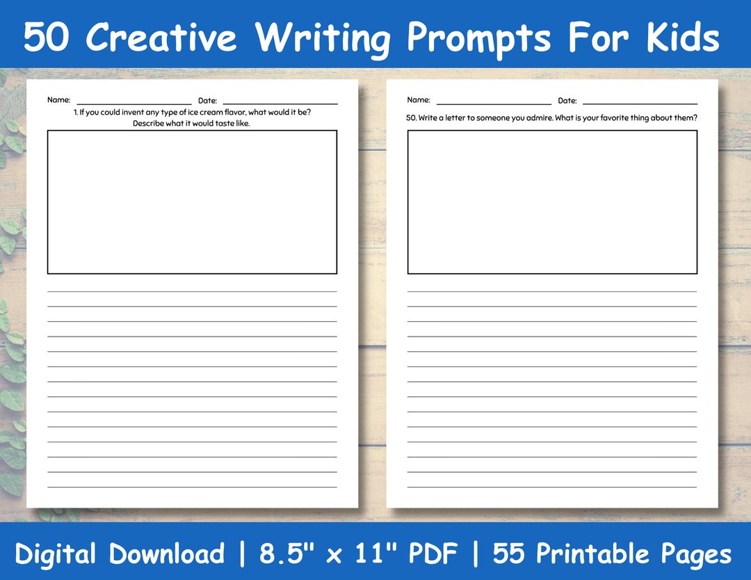 50 Creative Writing Prompts for Kidslined Writing Paper With Drawing ...