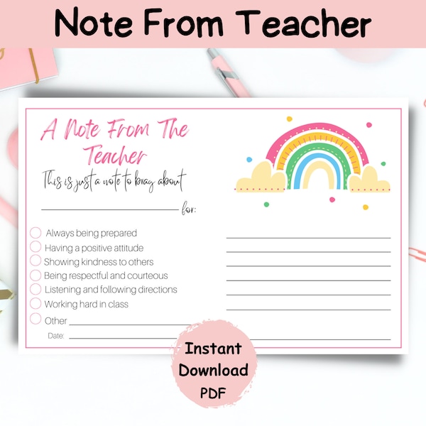 Parents Note to Teachers - Etsy