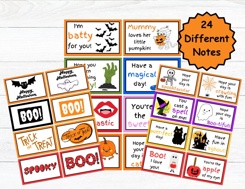 Halloween Lunch Box Notes for Kidshalloween Themed Printable Lunchbox ...