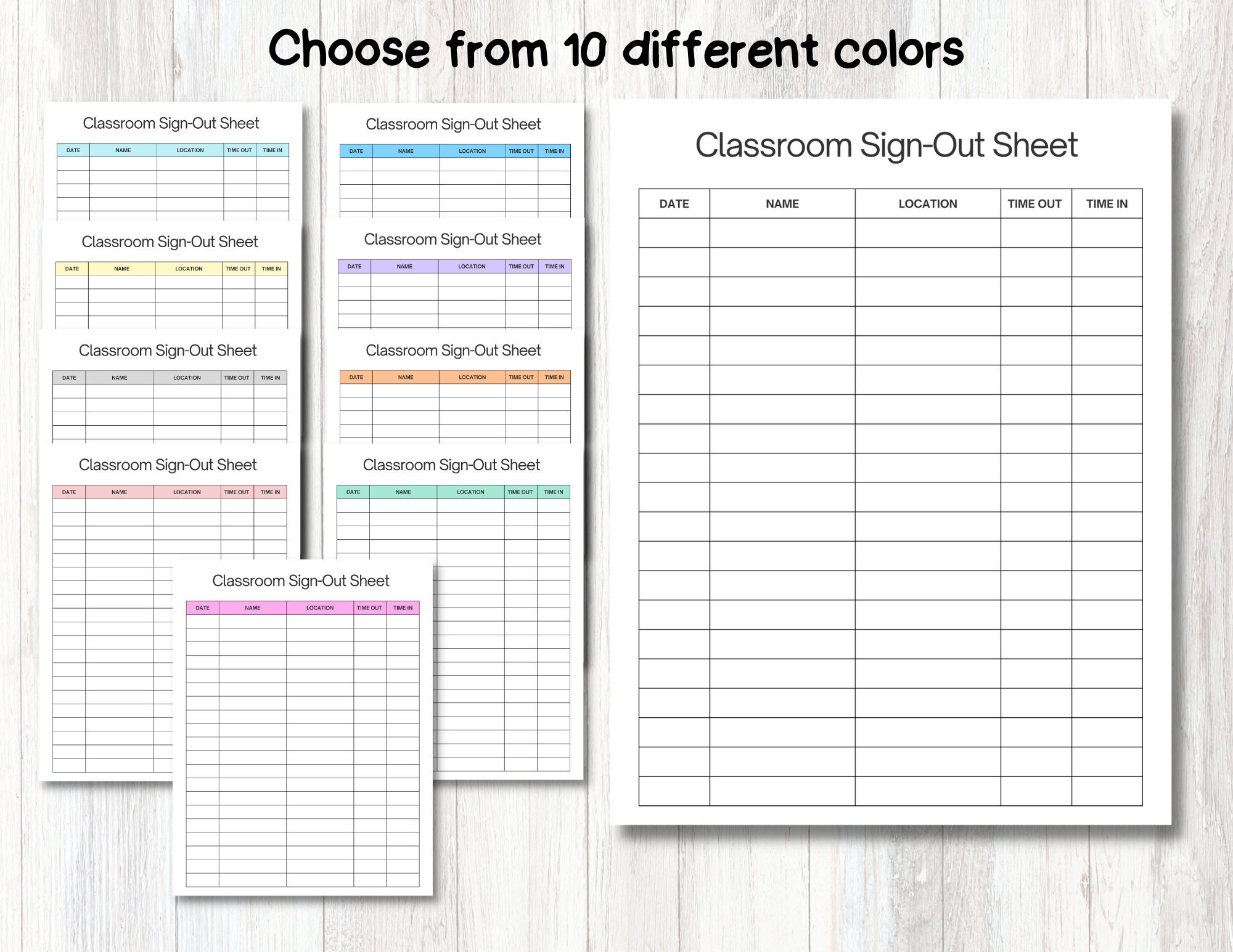 Elementary Middle High School Classroom Sign Out Sheetprintable Student ...