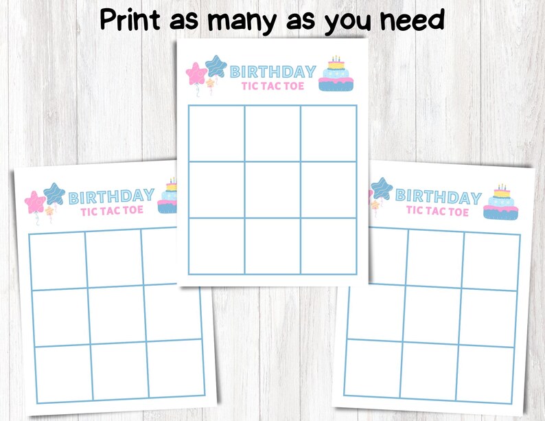 Blue Birthday Tic Tac Toe Game: Printable Party Activity (PDF) - Etsy