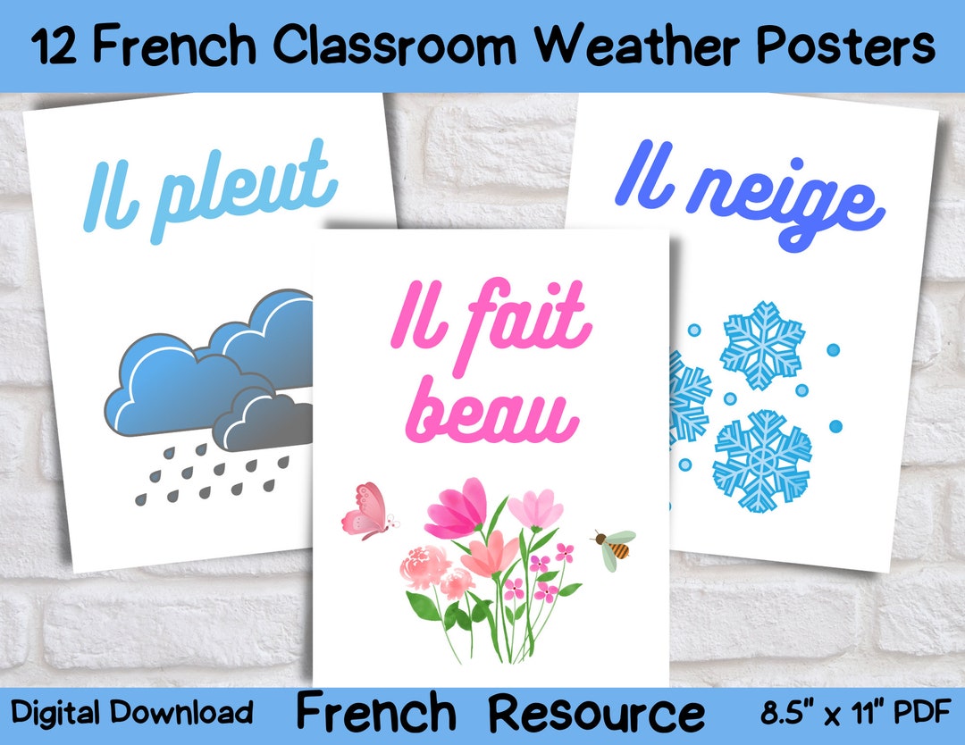 French Weather Posters for the Classroom|french Classroom Decor ...