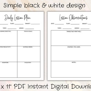 Daily Lesson Plan Printableteacher Lesson Planlesson Plan - Etsy