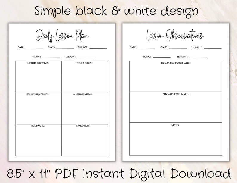 Daily Lesson Plan Printableteacher Lesson Planlesson Plan - Etsy