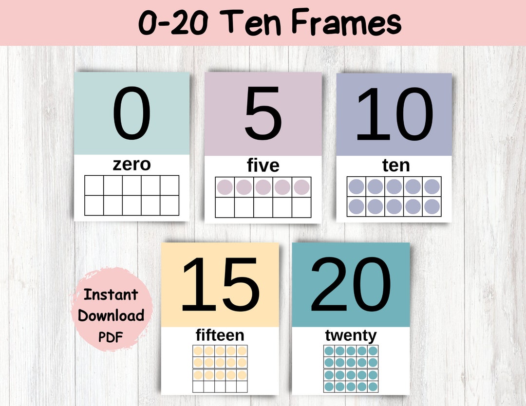 Classroom Ten Frames Numbers 0-20 Math Posters|printable Neutral ...