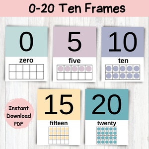 Classroom Ten Frames Numbers 0-20 Math Posters|printable Neutral ...
