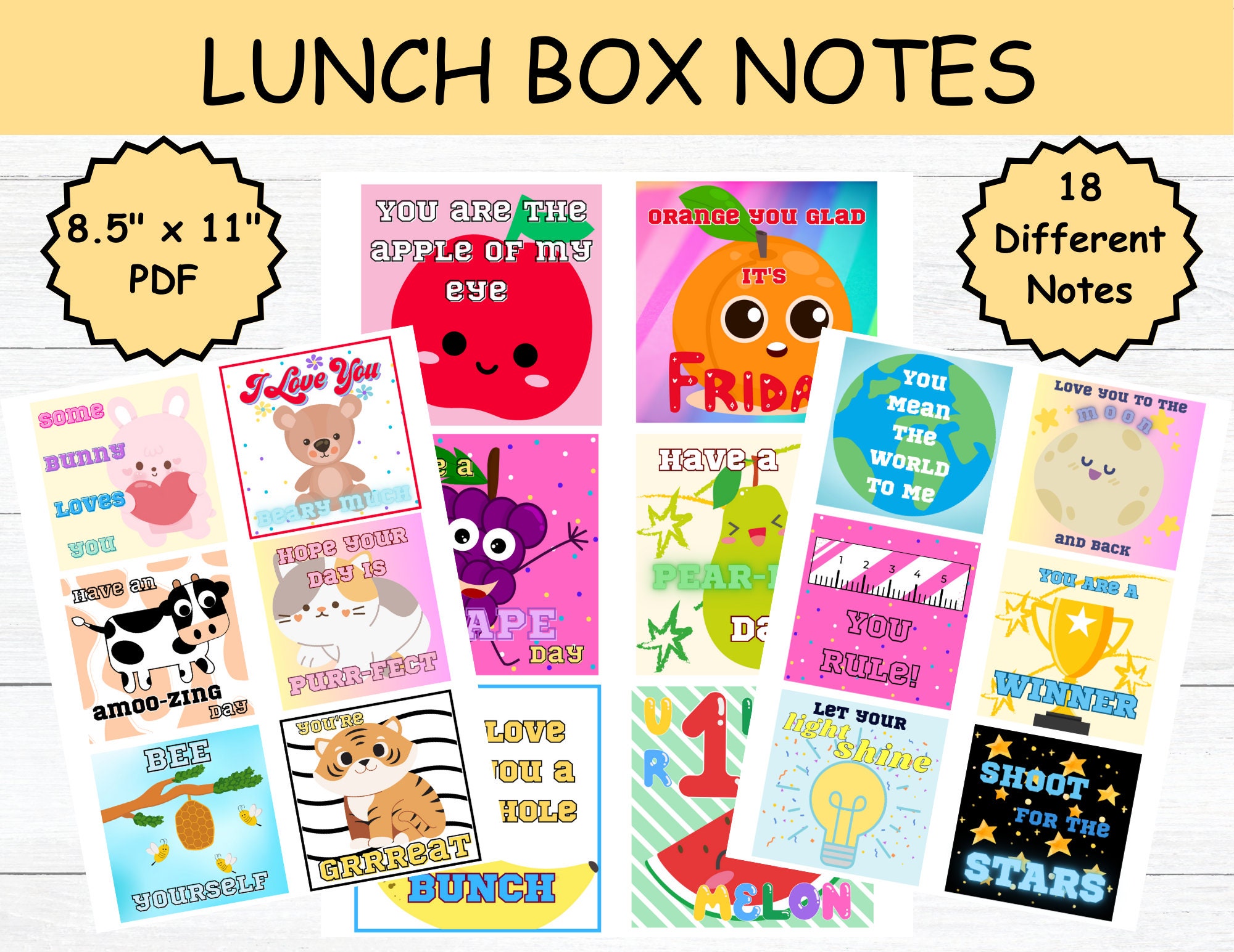 Lunch Box Notes for Kids|printable Lunchbox Notes for School ...