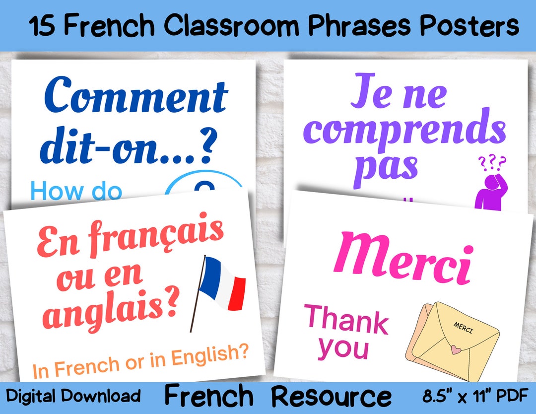 Common French Phrases Classroom Posters french Classroom - Etsy