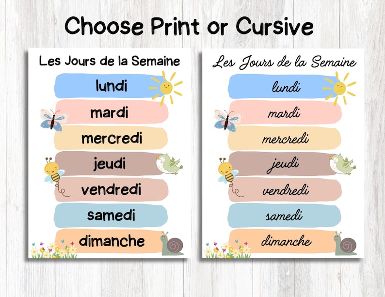 French Days of the Week Poster: Classroom Decor (PDF) - Etsy