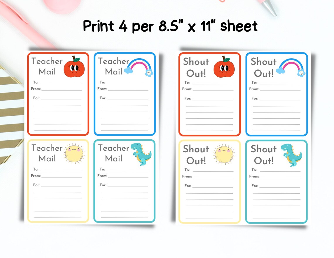 Teacher Mail Shout Out Printable Note Cardspositive Teacher Note ...