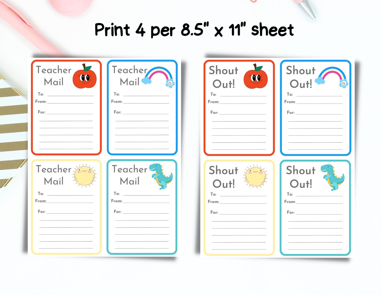 Teacher Mail Shout Out Printable Note Cards|positive Teacher Note Home ...