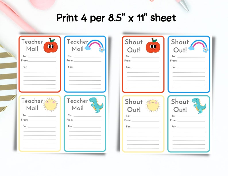 Teacher Mail Shout Out Printable Note Cardspositive Teacher Note ...