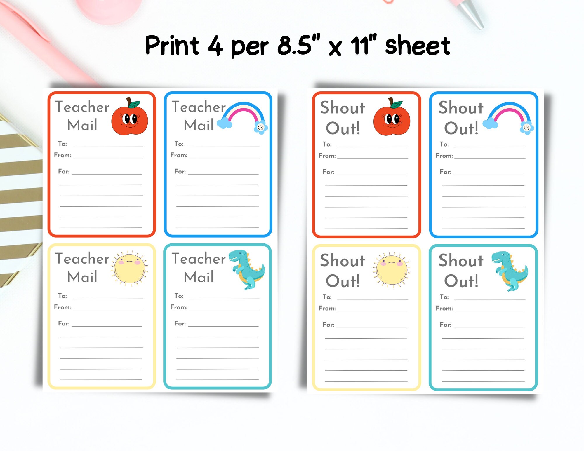 Teacher Mail Shout Out Printable Note Cards|positive Teacher Note Home ...
