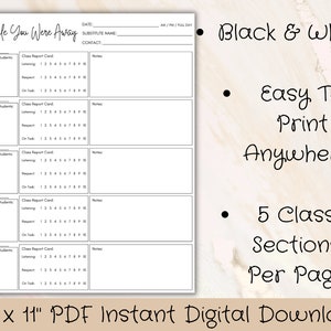 Middle/high School Substitute Teacher Notemultiple Class - Etsy Canada