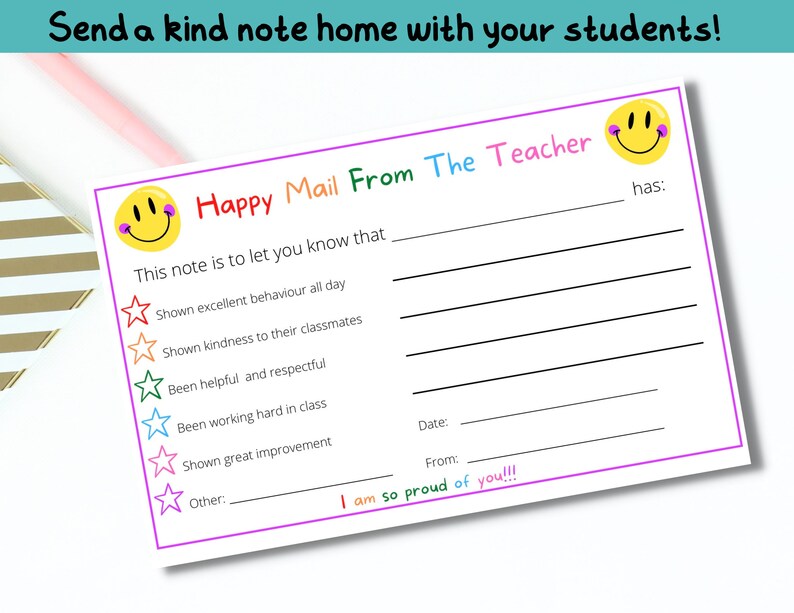 Smiley Faces Happy Mail From the Teacherpositive Teacher Note ...