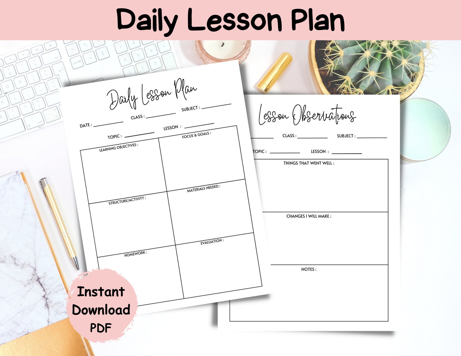 Daily Lesson Plan Printable|teacher Lesson Plan|lesson Plan Template ...