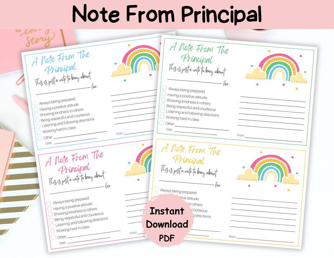 Positive Note Home From School Principal|principal Brag Card|student ...