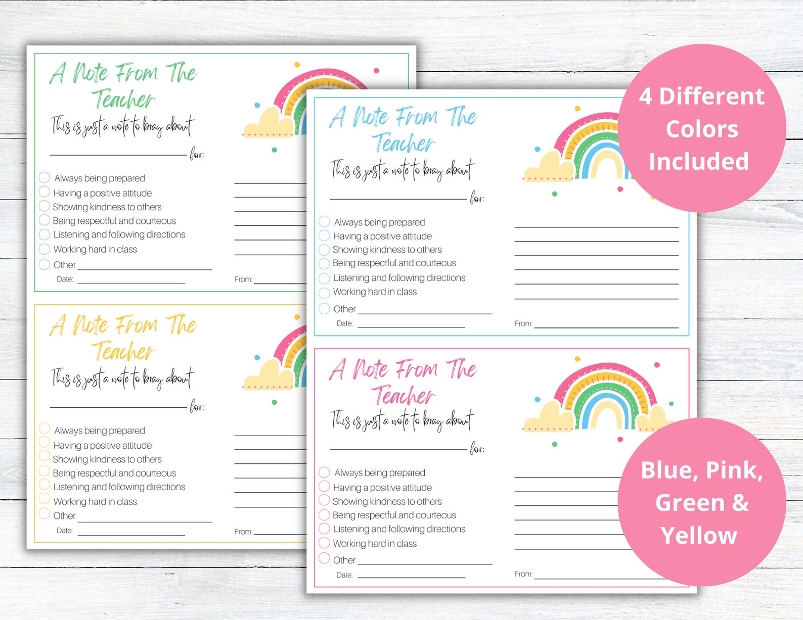 Positive Teacher Note Home to Parentsteacher Brag - Etsy