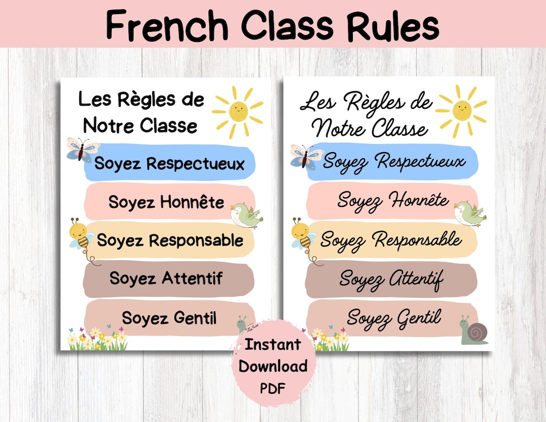 French Immersion Class Rules Poster|core French Classroom Decor|les ...