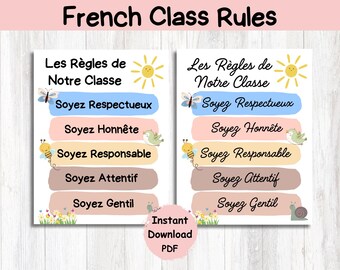 French Class Rules Poster: Pastel Classroom Decor (PDF) - Etsy