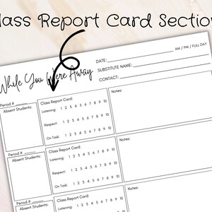 Middle/high School Substitute Teacher Notemultiple Class - Etsy Canada