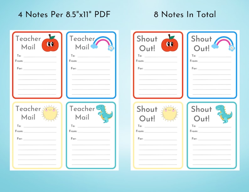 Teacher Mail Shout Out Printable Note Cardspositive Teacher - Etsy