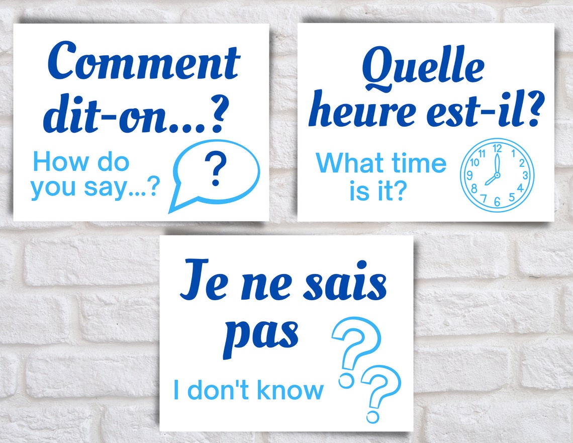 Common French Phrases Classroom Posters french Classroom Decorfrench ...