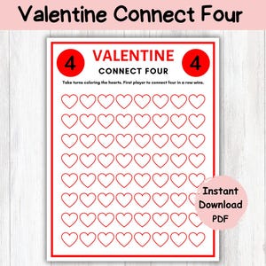 Valentine Connect Four Game | Printable Party Activity (PDF Download ...
