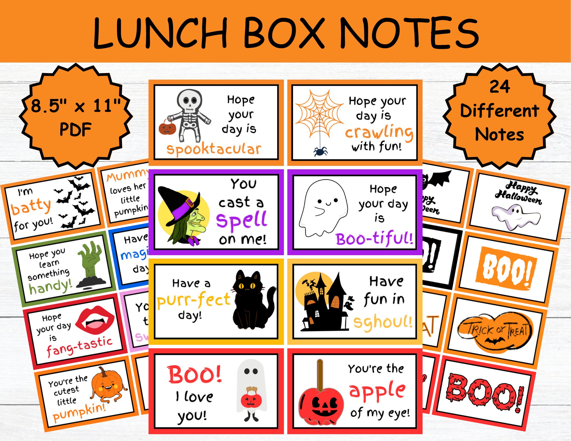 Halloween Lunch Box Notes for Kidshalloween Themed Printable Lunchbox ...
